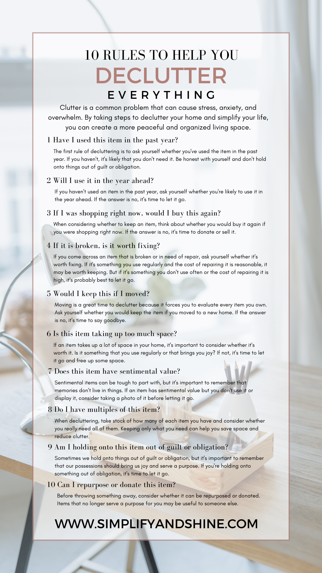 10 Rules to Help You Declutter Everything - SIMPLIFY AND SHINE